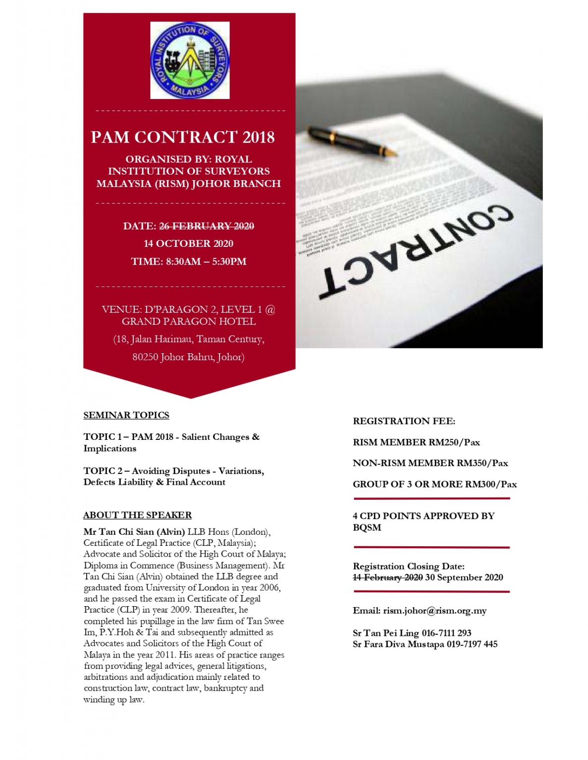 PAM Contract 2018 – Royal Institution of Surveyors Malaysia PAM Contract 2018 – Royal Institution of Surveyors Malaysia